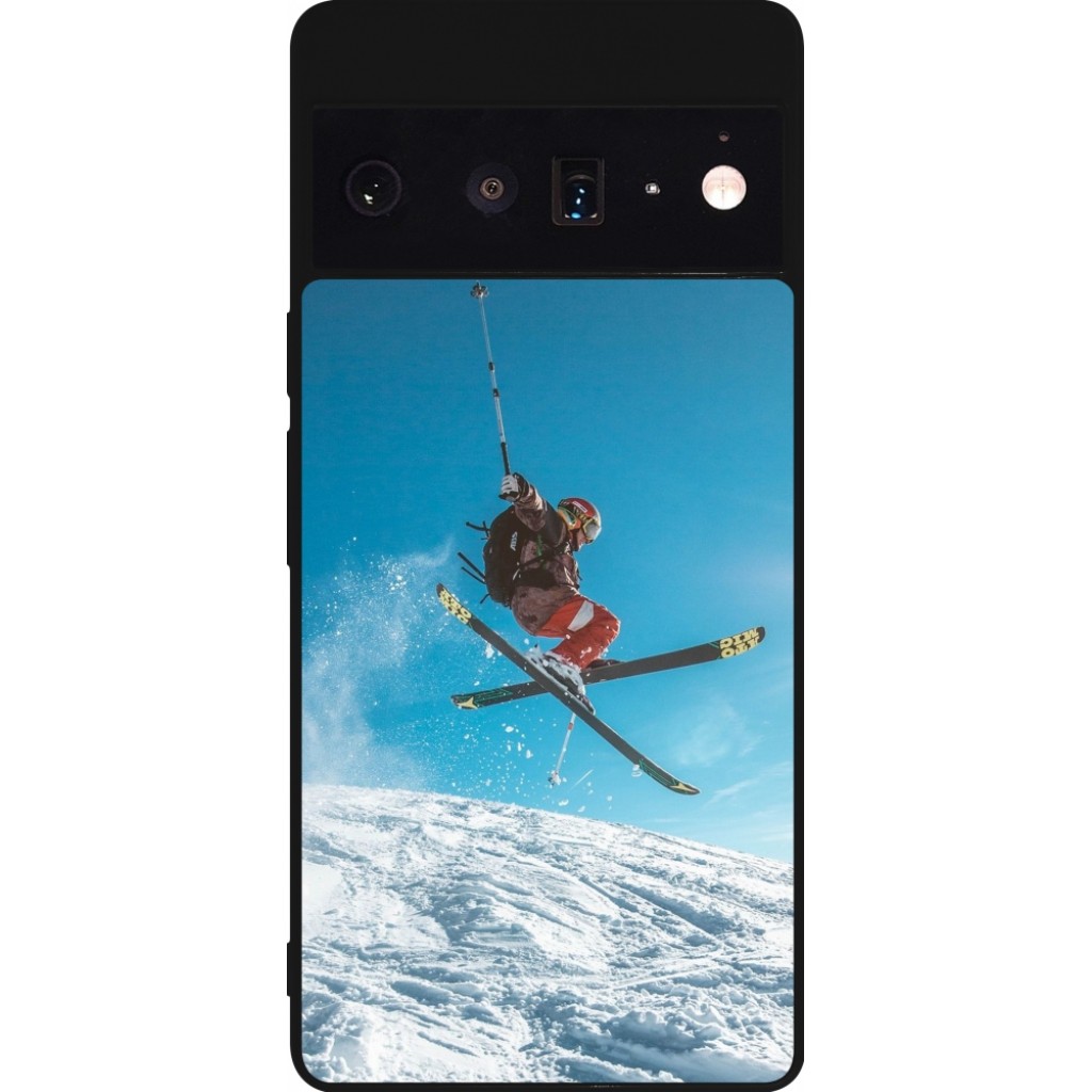 Coque Google Pixel 6 Pro - Silicone rigide noir Winter 22 Ski Jump ...