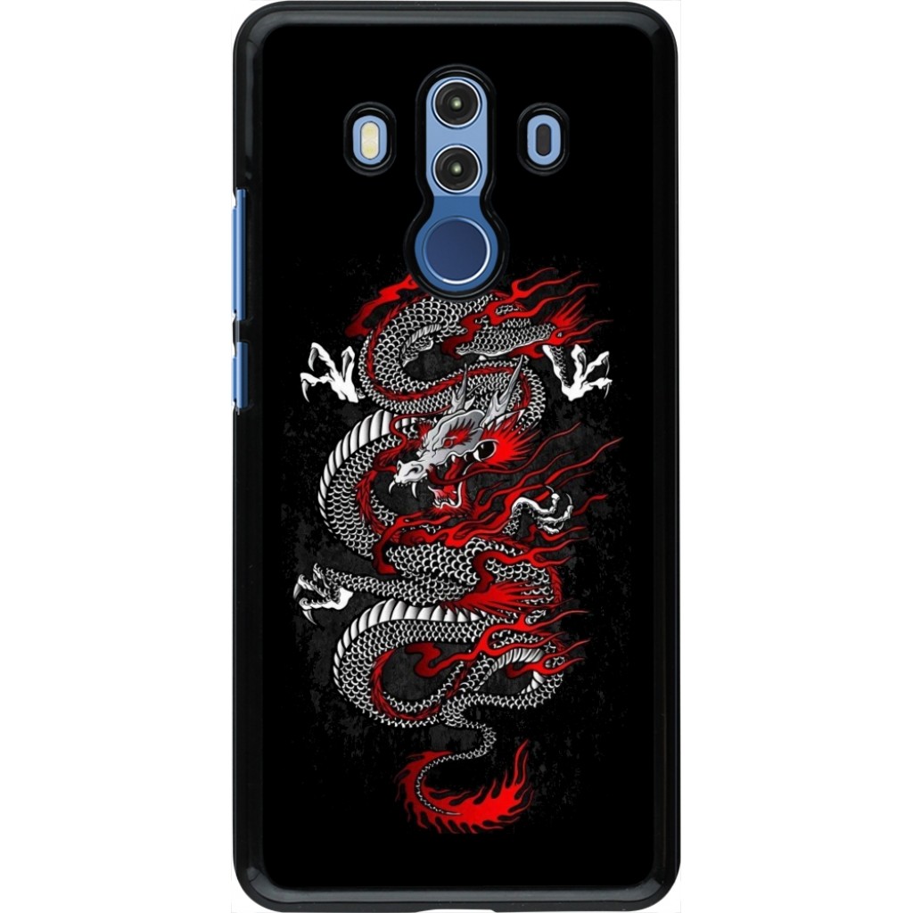 Coque Huawei Mate 10 Pro - Japanese style Dragon Tattoo Red Black ...