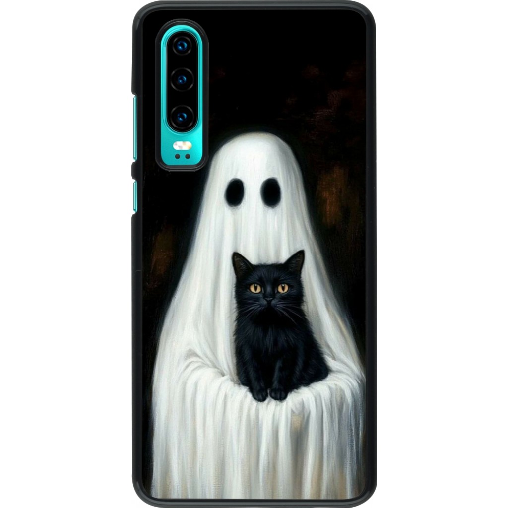 Coque Huawei P30 - Halloween 2025 Ghost with black cat - Acheter sur ...