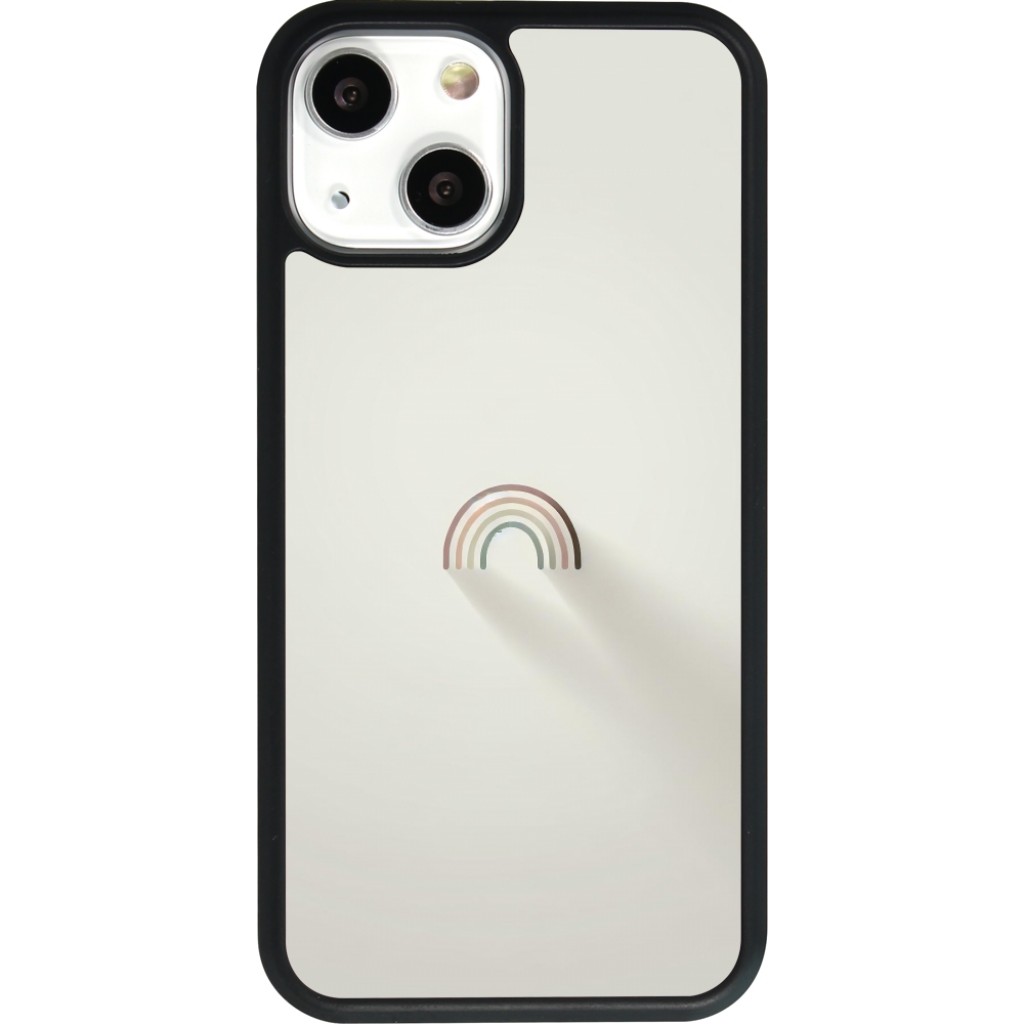 Coque iPhone 13 mini - Silicone rigide noir Mini Rainbow Minimal ...