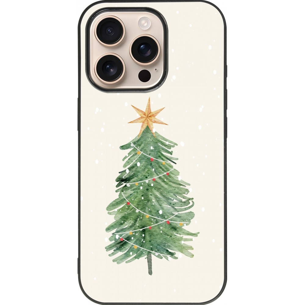 iPhone 16 Pro Case Hülle - Silikon schwarz Christmas 25 Sketch Tree ...