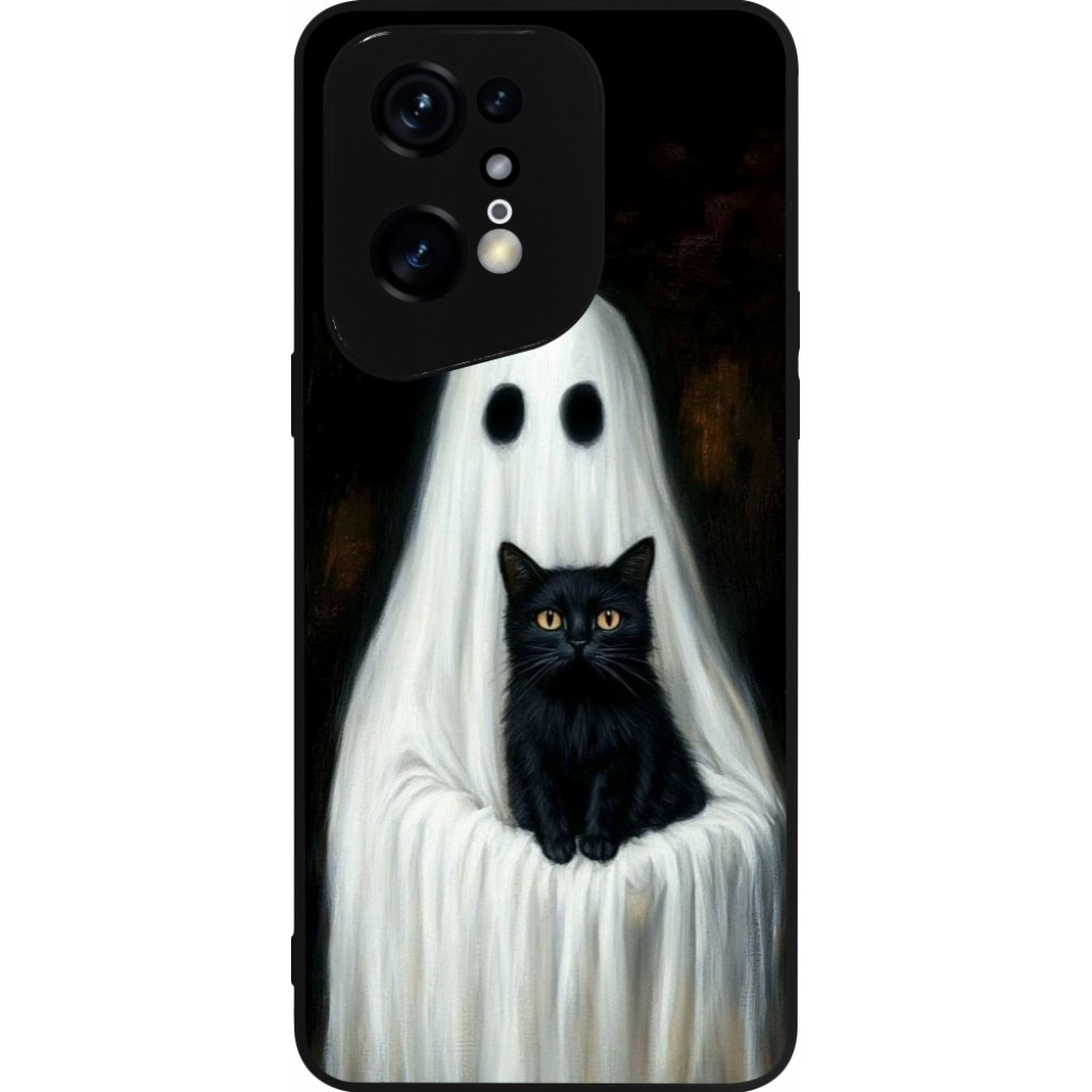 Coque OPPO Find X5 Pro - Silicone rigide noir Halloween 2025 Ghost with ...