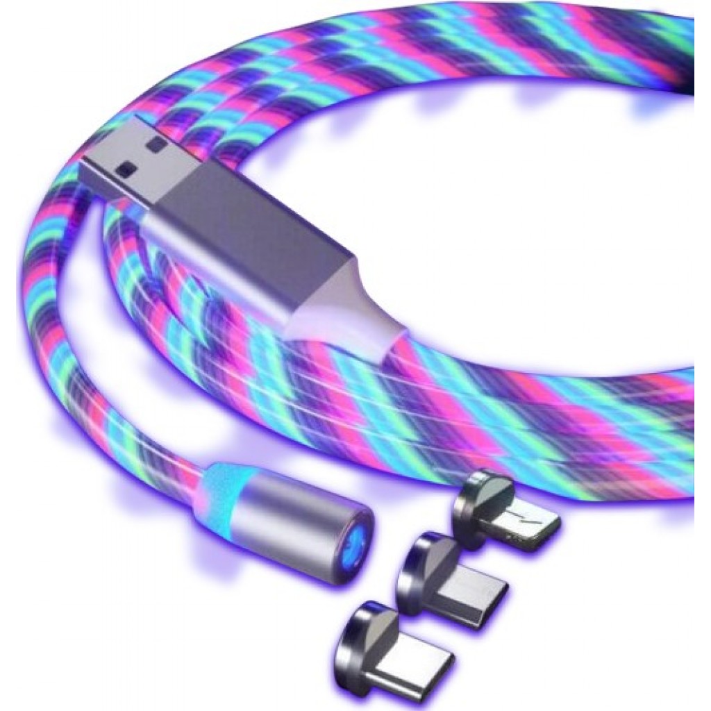Câble de chargement USB 3 en 1 avec lumière LED et embouts de ...