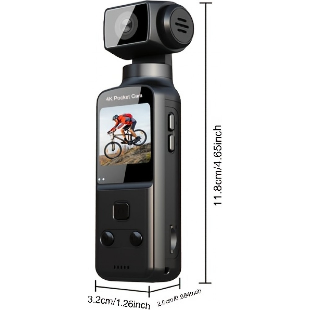 Caméra d'action portable 4K avec objectif rotatif 270° légère ...