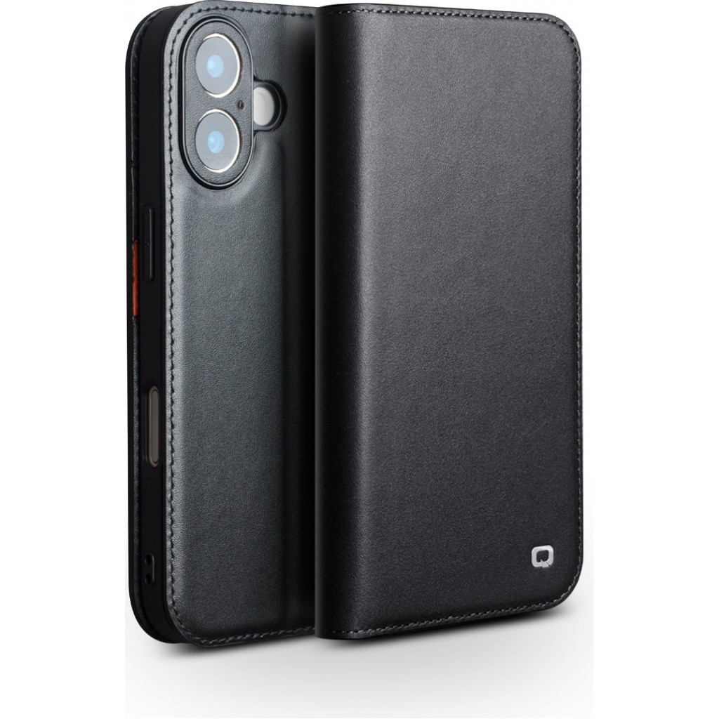 Fourre iPhone 17 - Flip Qialino Matt Wallet cuir véritable - Noir ...