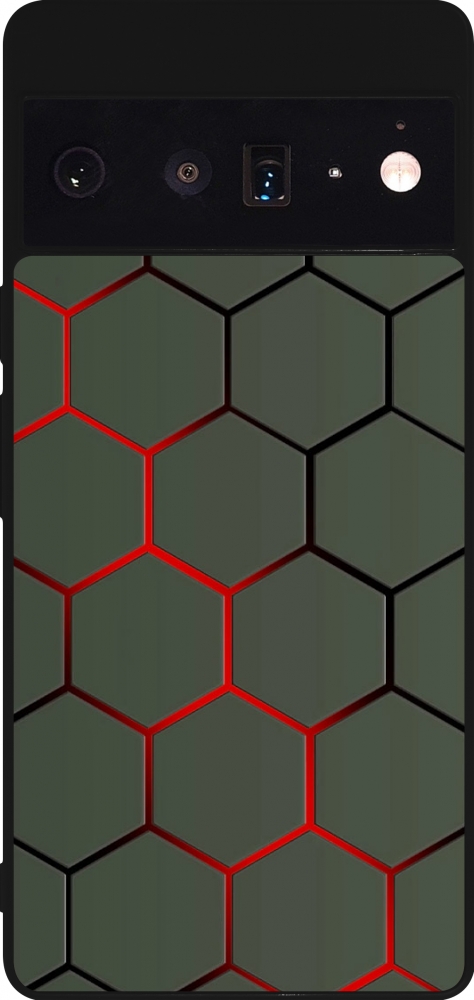 Coque Google Pixel 6 Pro - Silicone rigide noir Geometric Line red ...