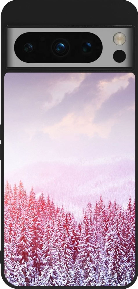 Coque Google Pixel 8 Pro - Silicone rigide noir Winter 22 Pink Forest ...
