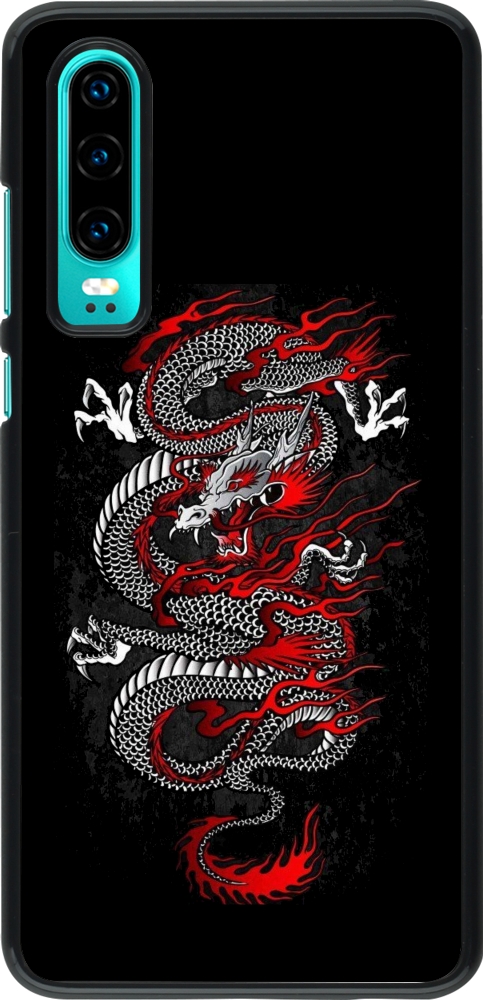 Coque Huawei P30 - Japanese style Dragon Tattoo Red Black - Acheter sur ...