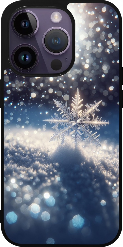 Coque iPhone 15 Pro - Silicone rigide noir Flocon Solaire Éclat ... Coque iPhone 15 Pro - Silicone rigide noir Flocon Solaire Éclat ...