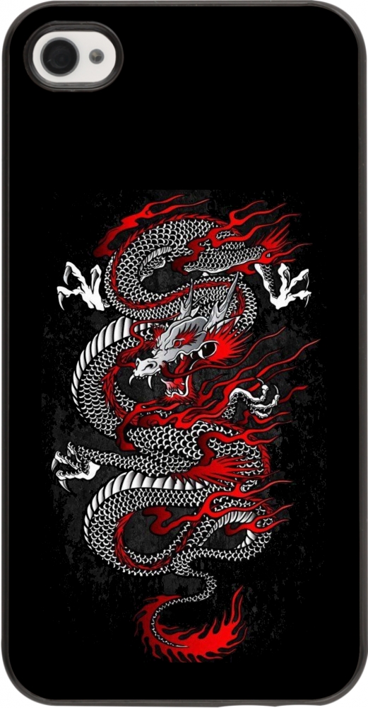 Coque iPhone 4/4s - Japanese style Dragon Tattoo Red Black - Acheter ...