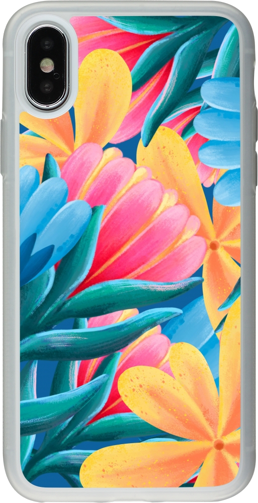 Coque iPhone X / Xs - Silicone rigide transparent Spring 23 colorful ...