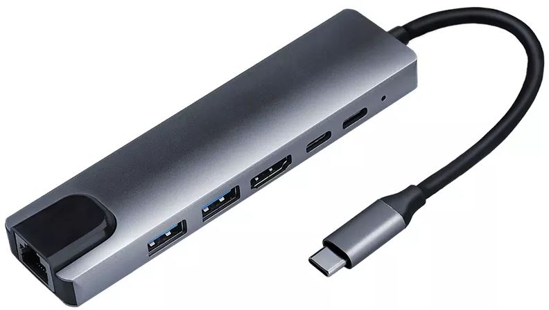 Hub USB-C 6 en 1 multi-ports Hub Docking Station MacBook Ethernet ...