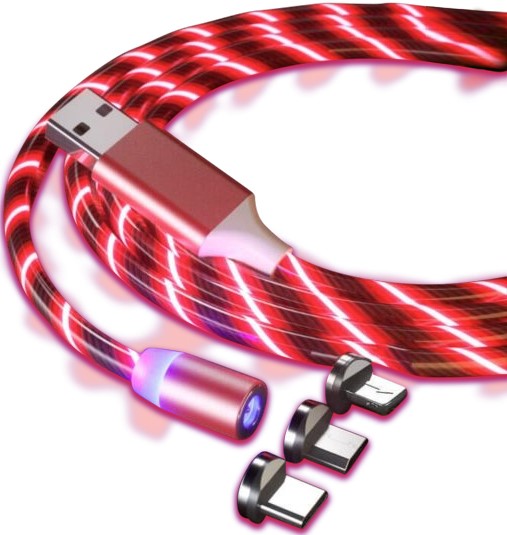 Câble de chargement USB 3 en 1 avec lumière LED et embouts de ...
