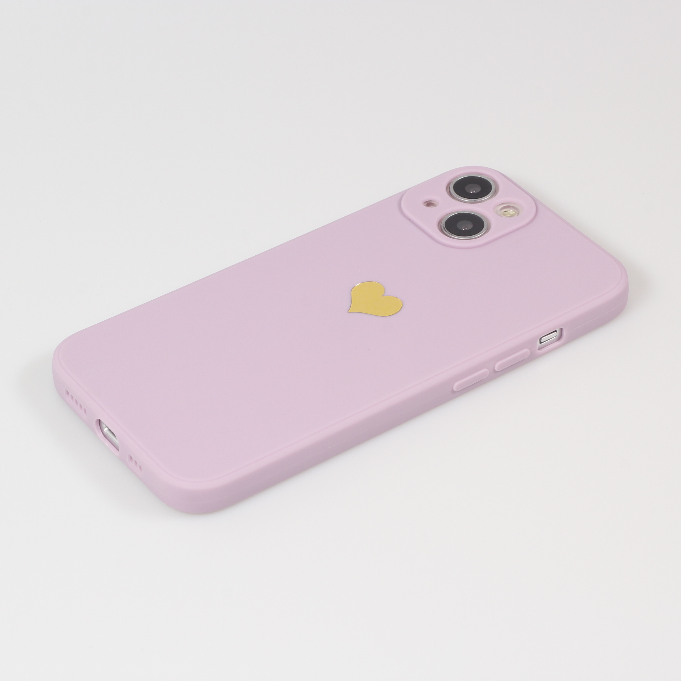 Coque iPhone 14 - Silicone Mat Coeur doré - Violet - Acheter sur PhoneLook