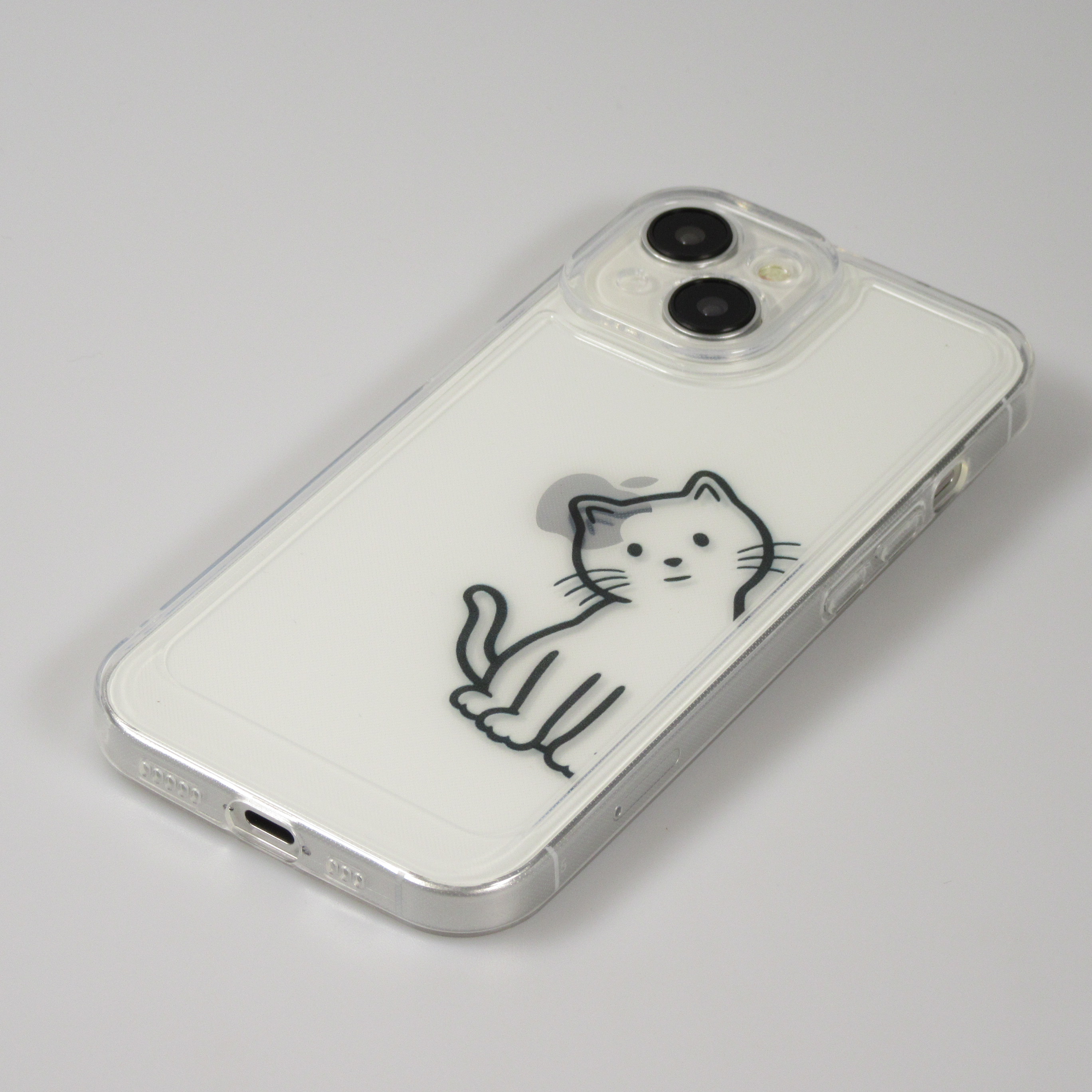 iPhone 15 Case Hülle - Silikon Cover transparent süsse kleine Katze ...