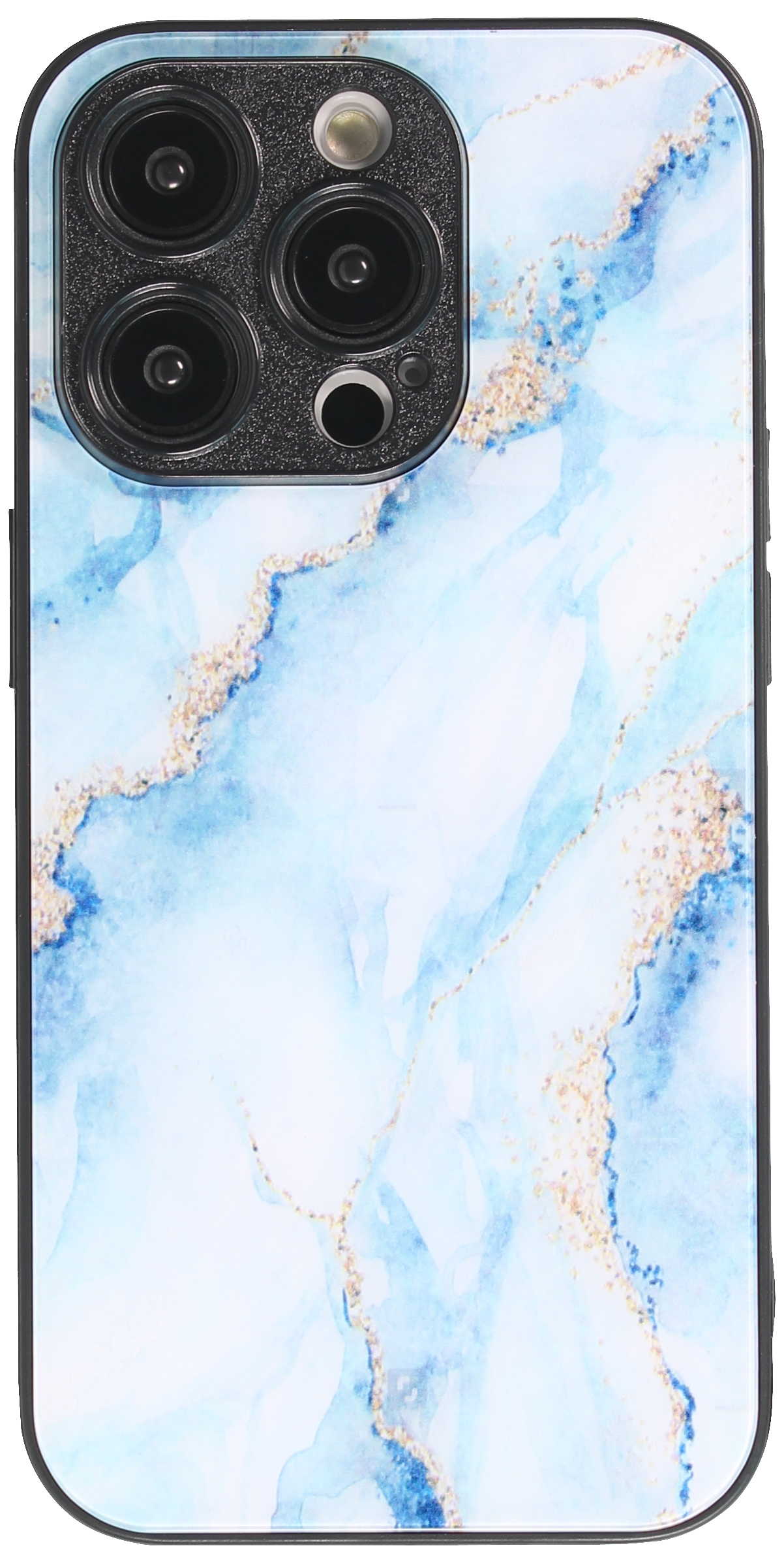 iPhone 13 Pro Max Case Hülle - Glass Marmor mit Silikonrand - Hellblau ...
