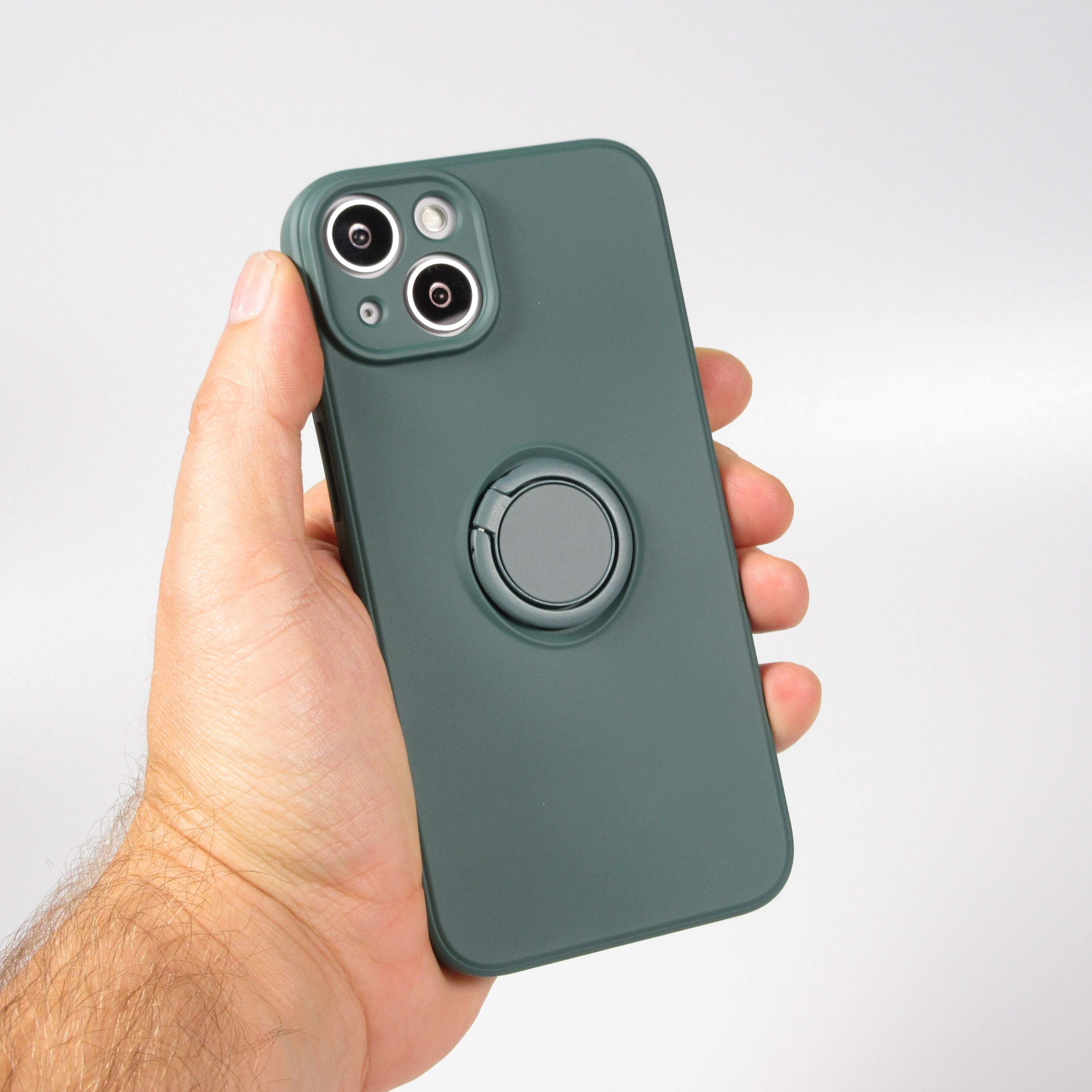 Coque iPhone 14 - Soft Touch avec anneau - Vert foncé - Acheter sur ...