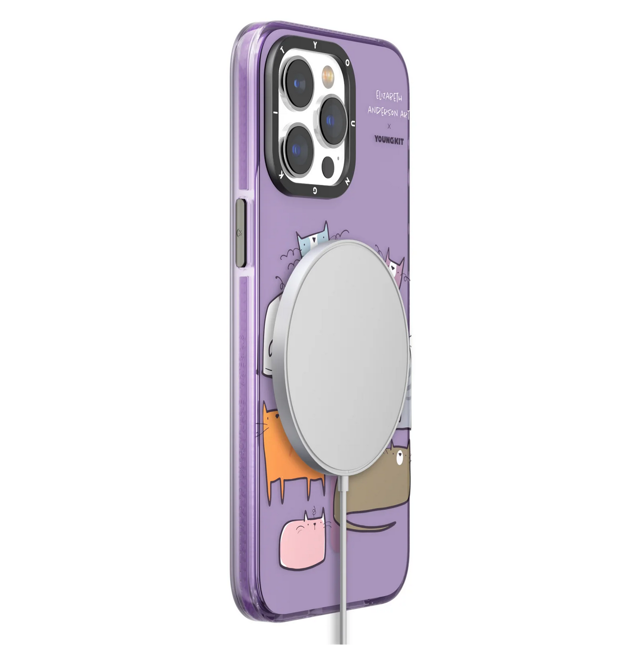 Coque iPhone 15 Pro - Youngkit @Elizabeth Anderson Art Love Cat Case ...