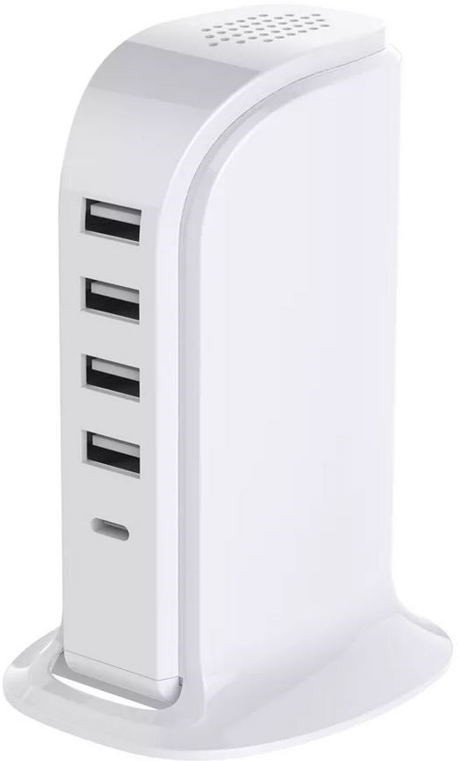 Eleganter USB Multistecker 20W Charging Tower mit Qualcomm QC 3.0 - Weiss