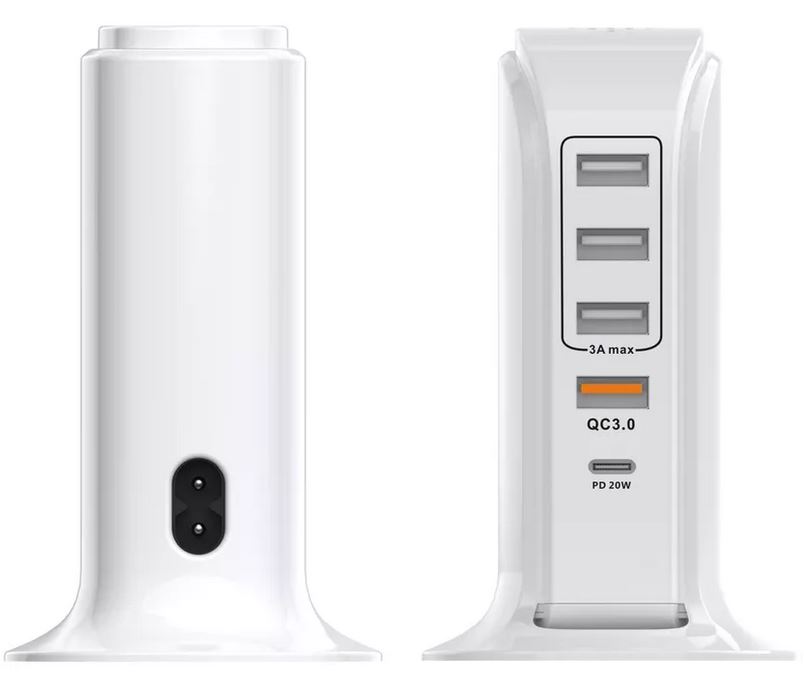 Elégante station USB multiprise 20W avec Qualcomm QC 3.0 - Blanc ...