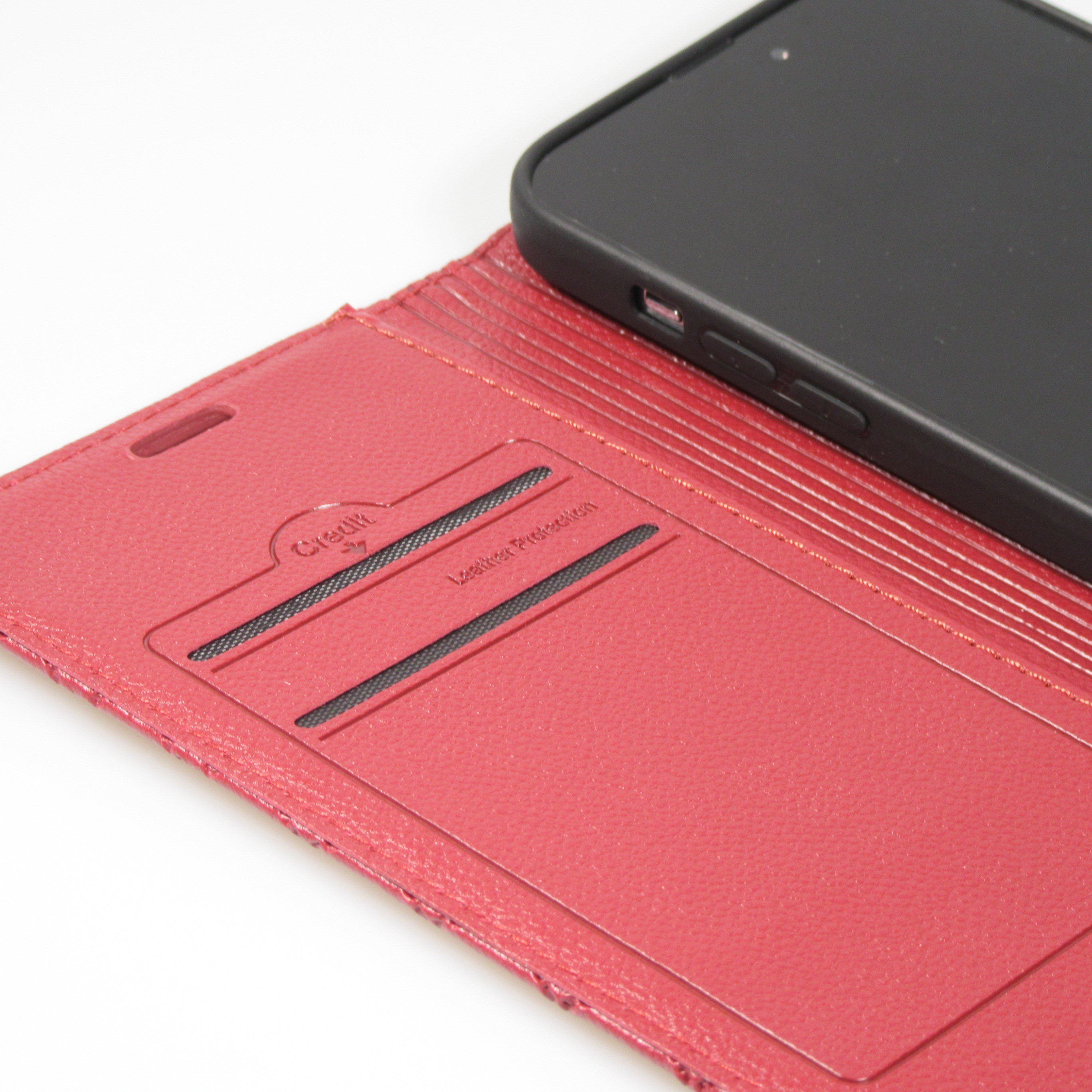 iPhone 14 Pro Max Leder Tasche - Flip Wallet prestige Design - Rot ...
