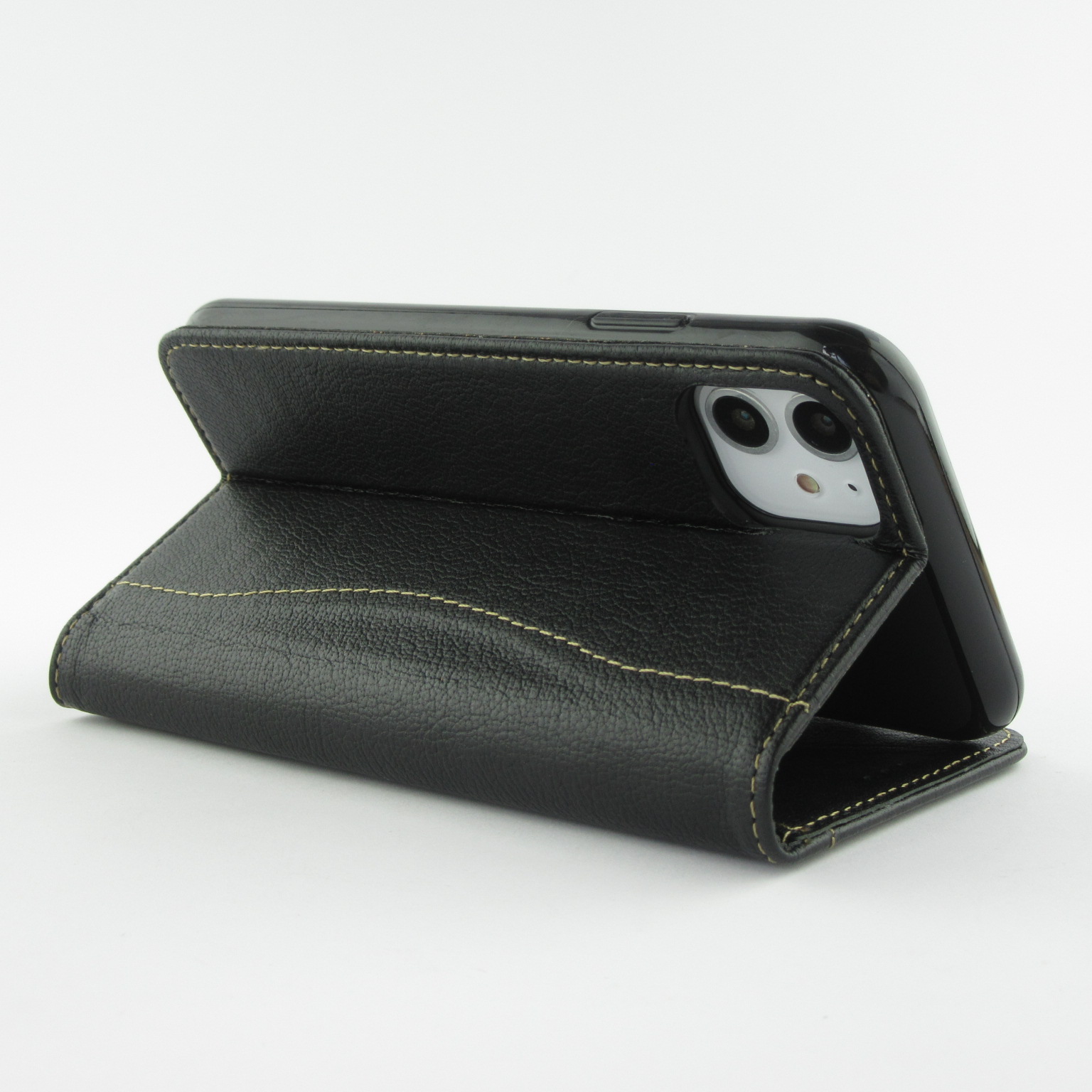 Fourre iPhone 13 mini - Flip Fierre Shann cuir véritable - Noir ...