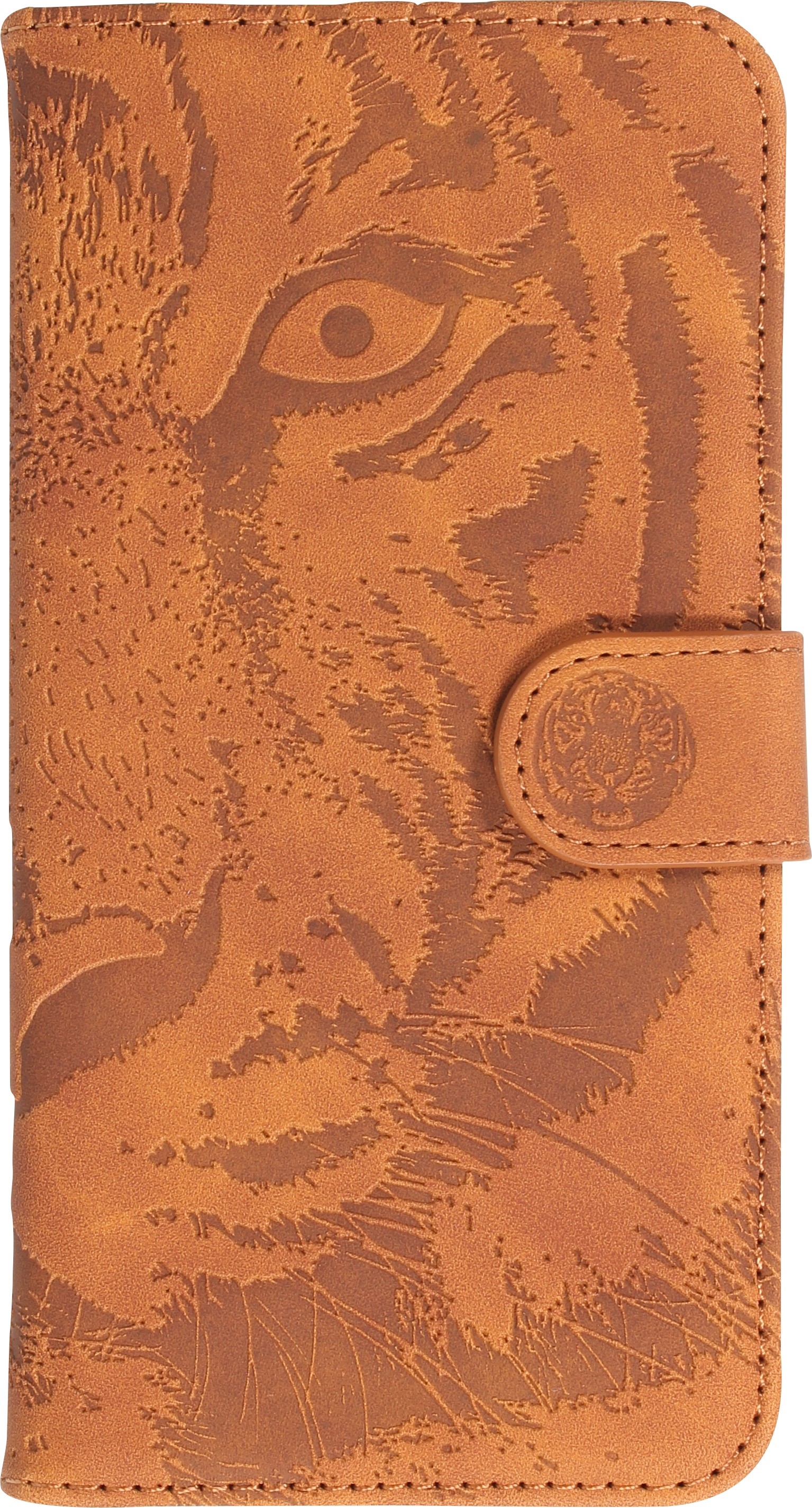 Fourre iPhone 15 - Flip 3D en similicuir Oeil du tigre - Brun - Acheter ...