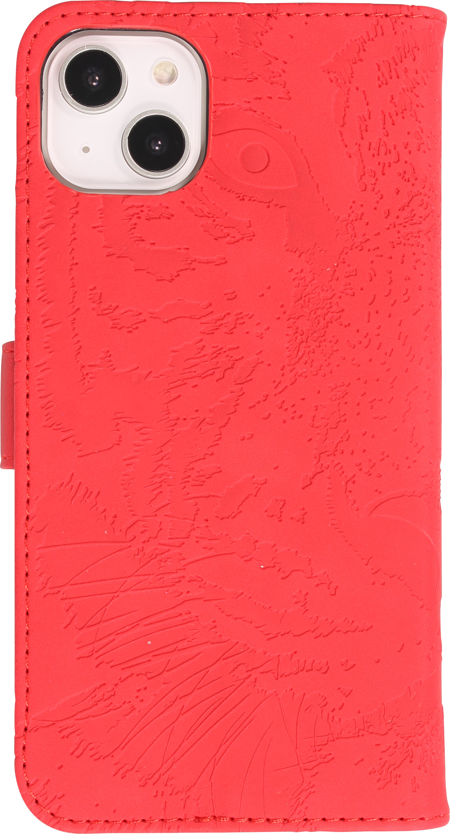 Fourre iPhone 15 Plus - Flip 3D en similicuir Oeil du tigre - Rouge ...