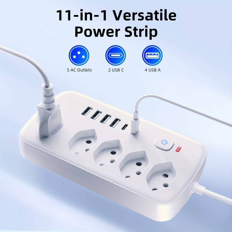 Multiprise 11 en 1 avec interrupteur et protection contre les ...