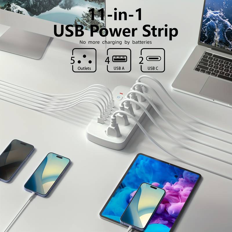 Multiprise 11 en 1 avec interrupteur et protection contre les ...