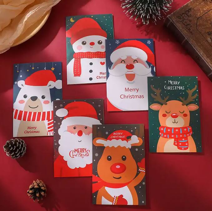 Set de 6 cartes de vœux de Noël mignonnes et chaleureuses Merry ...