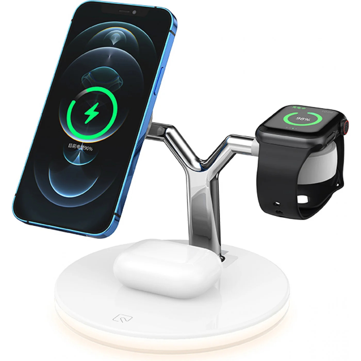 Qi MagSafe 25W Ladestation 4 in 1 wireless LED kabellose Elegante und stylische - Weiss - Kaufen ...