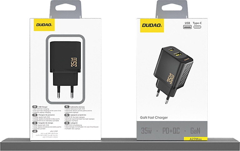 Dudao A27 Max 35W GaN chargeur mural ultra rapide PD+QC - Noir ...